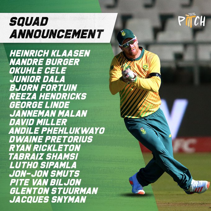 South Africa T20 Team Squad In Pak Vs SA T20I 2021 TheWeeklySports